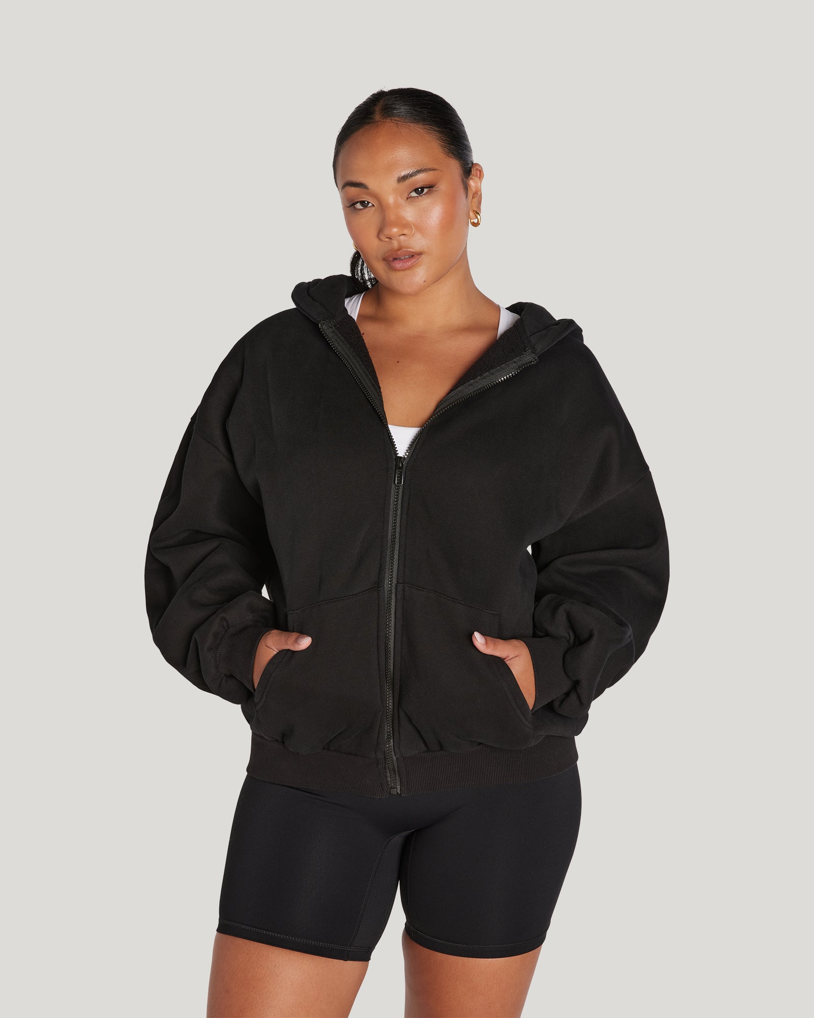Oversized Zip Up Hoodie Black Muscle Republic