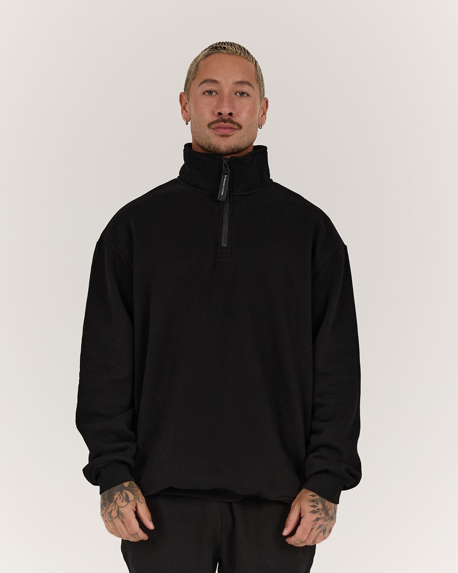 CLASSIC QUARTER ZIP JUMPER - BLACK – MUSCLE REPUBLIC