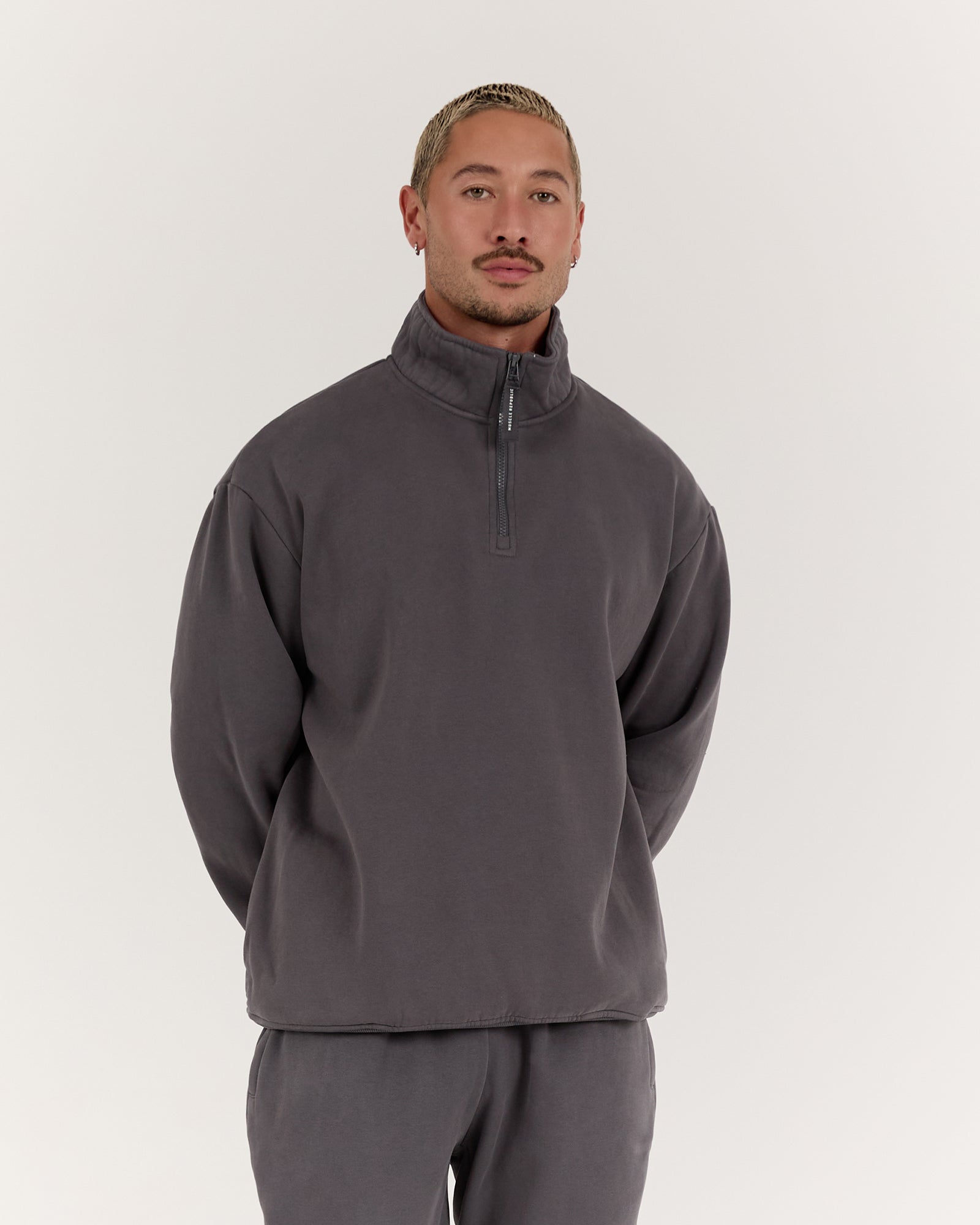 CLASSIC QUARTER ZIP JUMPER - MINERAL – MUSCLE REPUBLIC