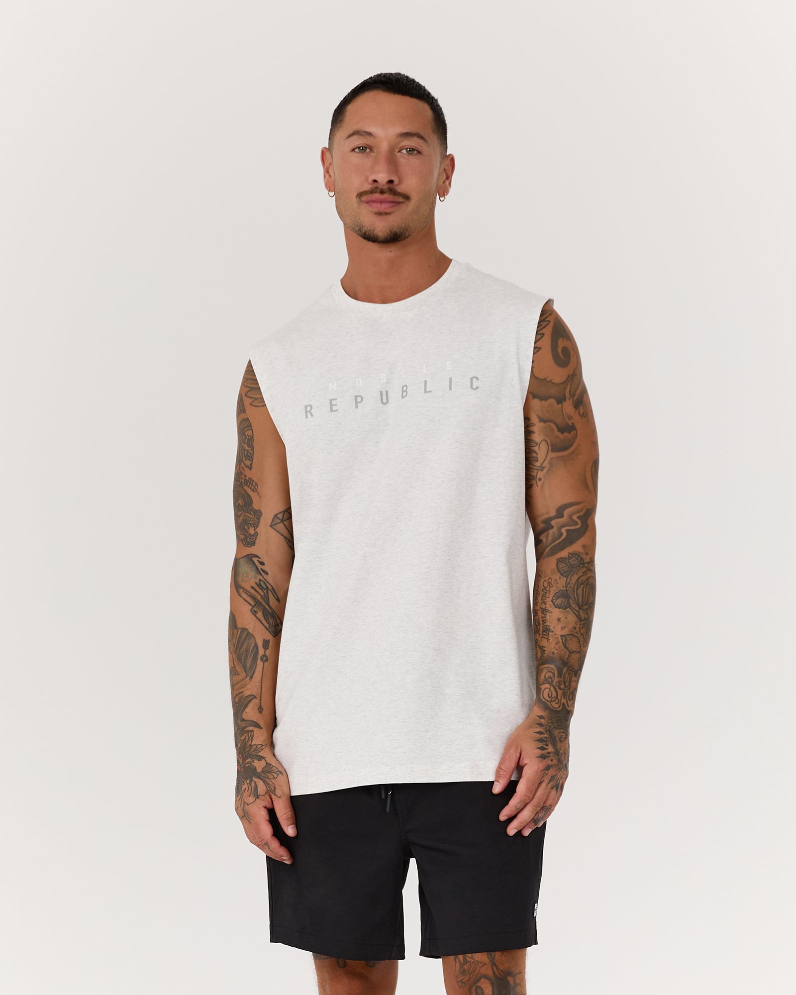 CLASSIC TANK - SNOW GREY TONAL – MUSCLE REPUBLIC