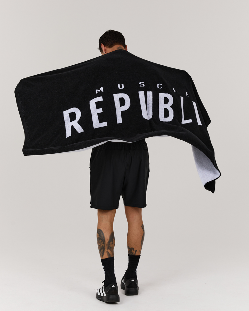 EVOLUTION BEACH TOWEL - BLACK – MUSCLE REPUBLIC