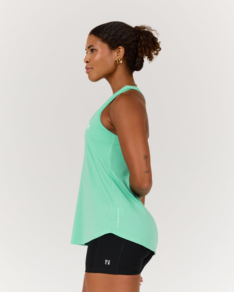 INTERVAL LONGLINE SINGLET - CYBER MINT – MUSCLE REPUBLIC