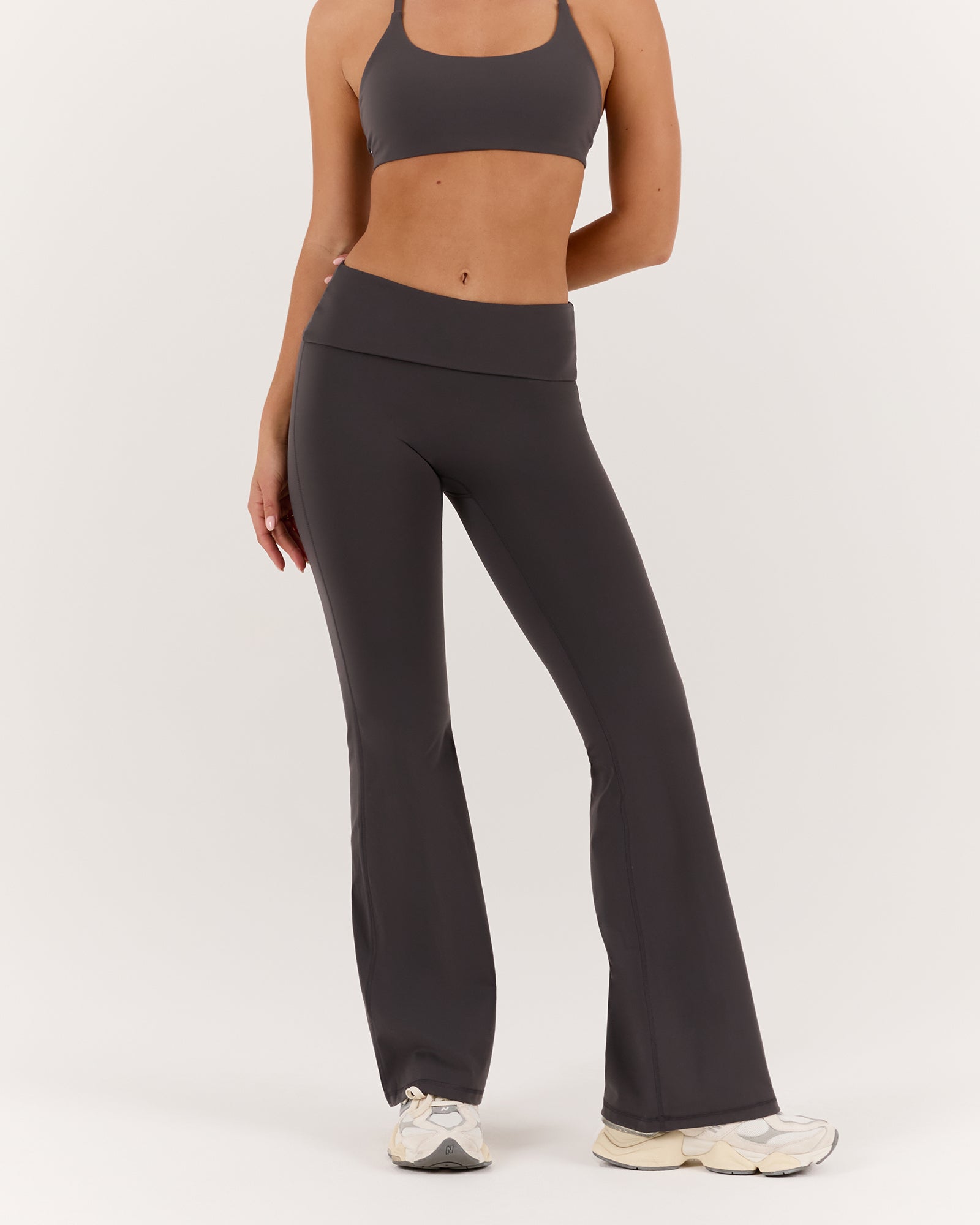 LUXE ALEXA FOLD OVER FLARES - PEBBLE – MUSCLE REPUBLIC