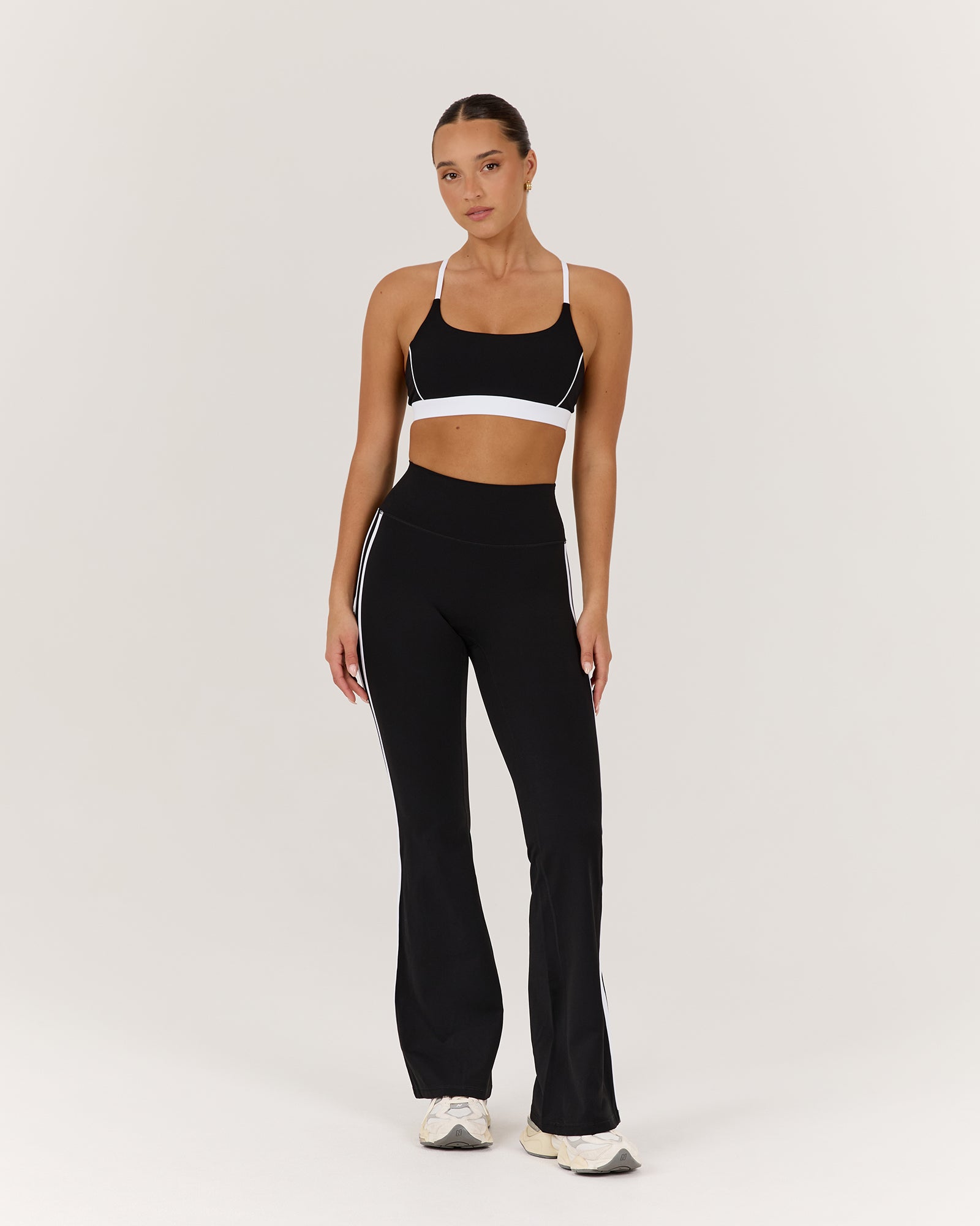 LUXE BELLA FLARES - BLACK WHITE – MUSCLE REPUBLIC