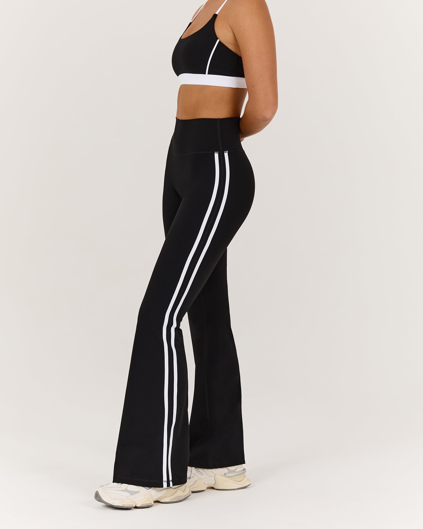 LUXE BELLA FLARES - BLACK WHITE – MUSCLE REPUBLIC