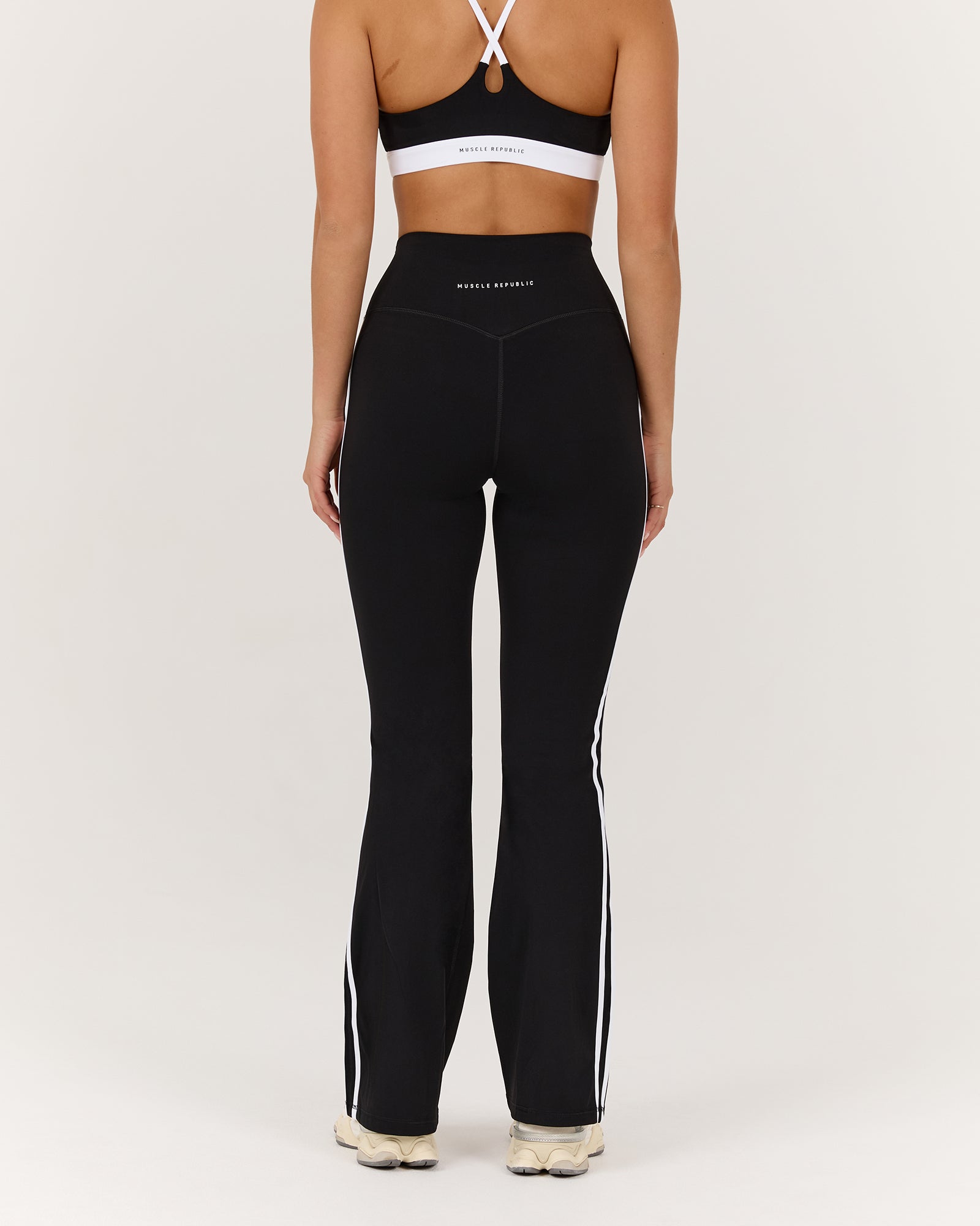 LUXE BELLA FLARES - BLACK WHITE – MUSCLE REPUBLIC