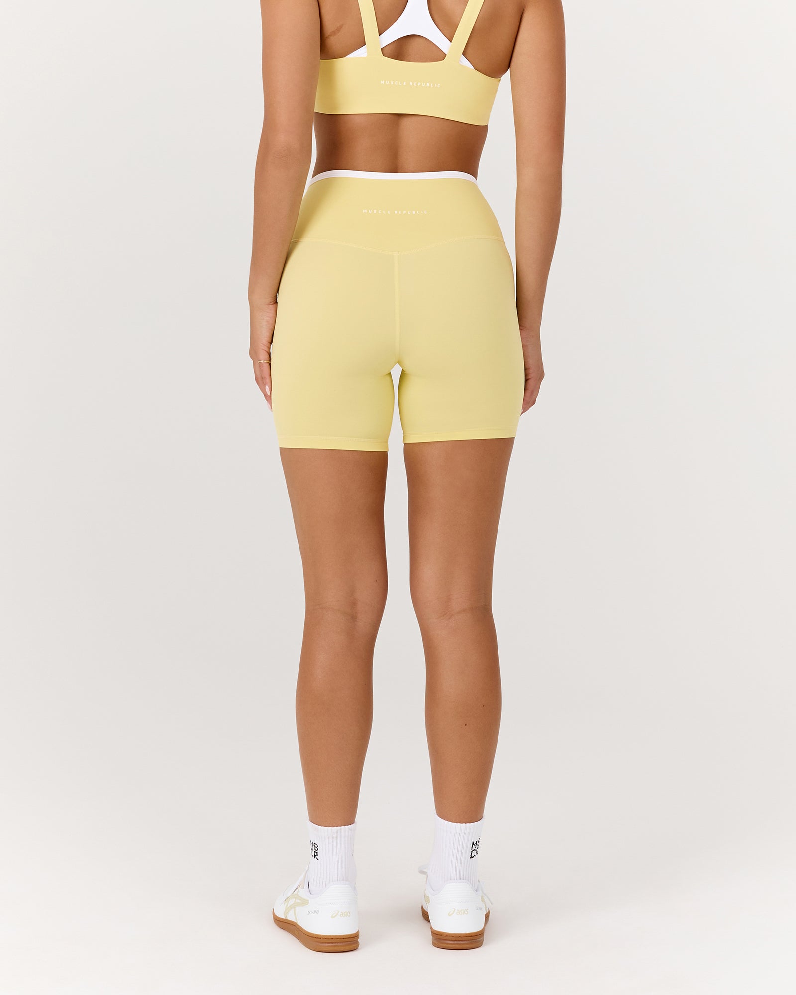 LUXE CONTRAST BIKER SHORTS - DOUBLE BUTTER WHITE – MUSCLE REPUBLIC