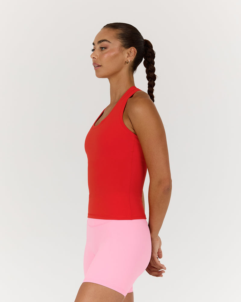 LUXE LONGLINE TANK - FIERY RED – MUSCLE REPUBLIC