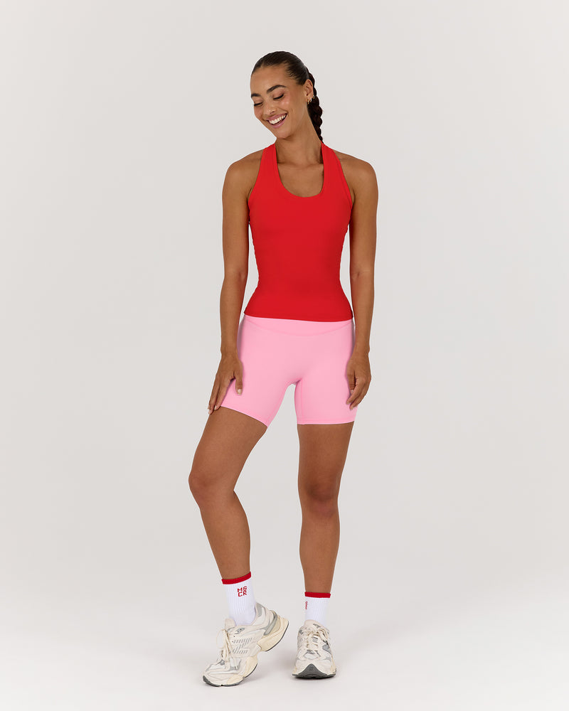LUXE LONGLINE TANK - FIERY RED – MUSCLE REPUBLIC