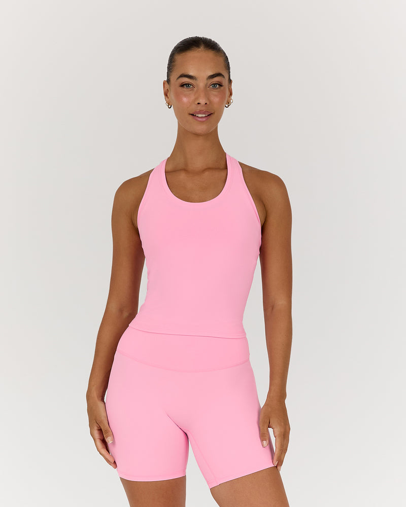 LUXE MIDRIFF TANK - POP PINK – MUSCLE REPUBLIC