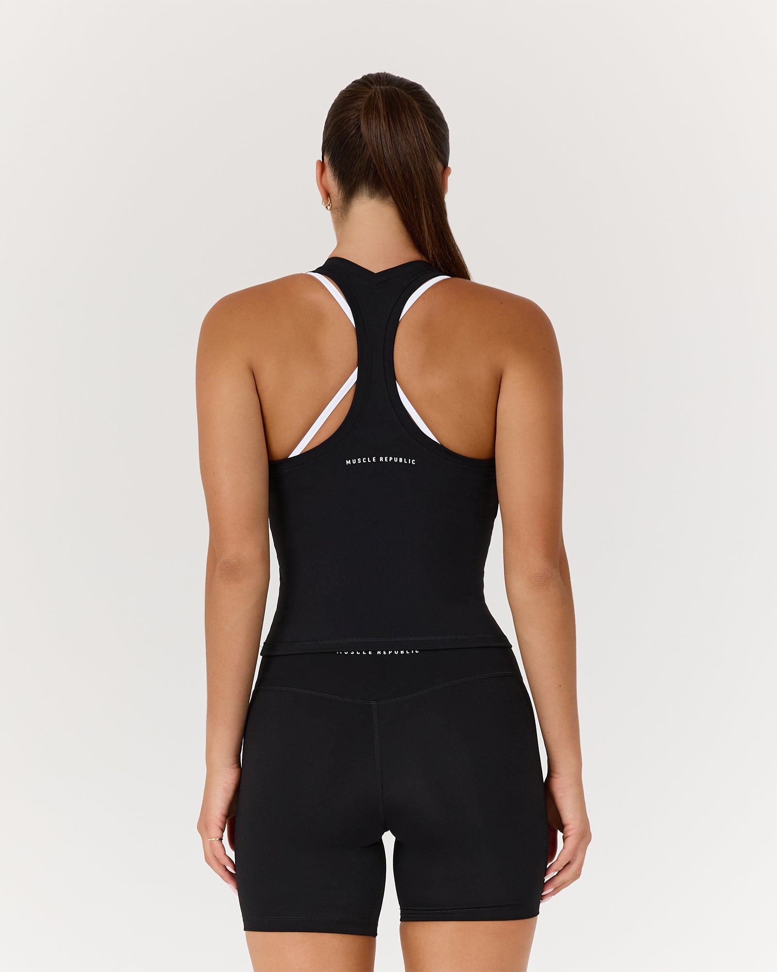 LUXE V NECK MIDRIFF TANK - BLACK – MUSCLE REPUBLIC