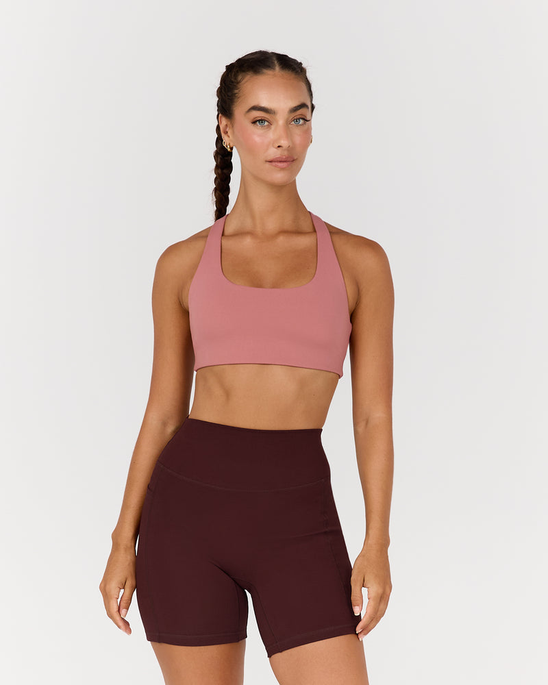 MOTION 360 CROSS BACK BRA - DUSTY ROSE – MUSCLE REPUBLIC