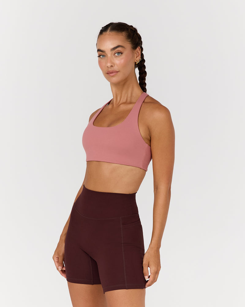 MOTION 360 CROSS BACK BRA - DUSTY ROSE – MUSCLE REPUBLIC