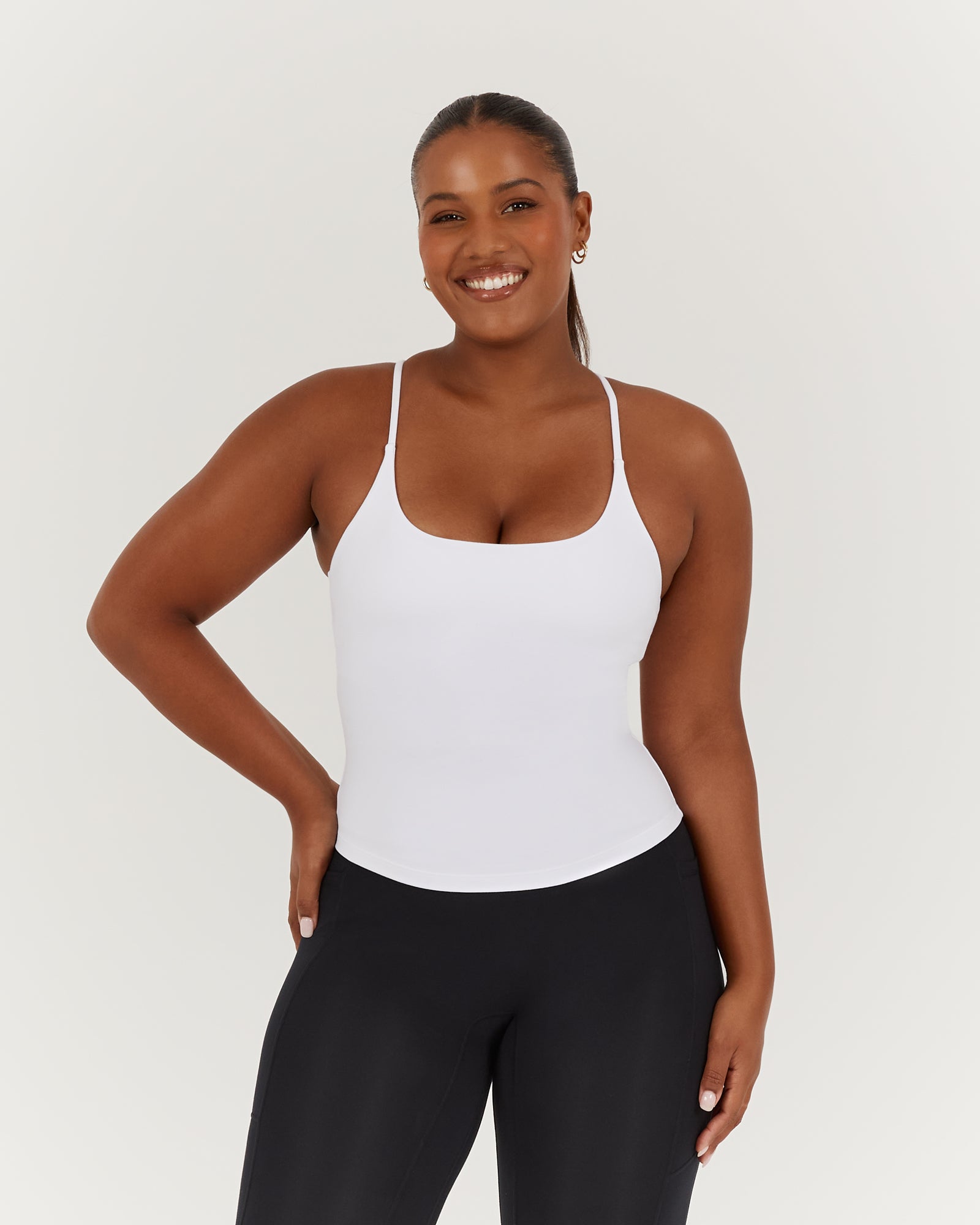 MOTION 360 THIN STRAP TOP - WHITE – MUSCLE REPUBLIC