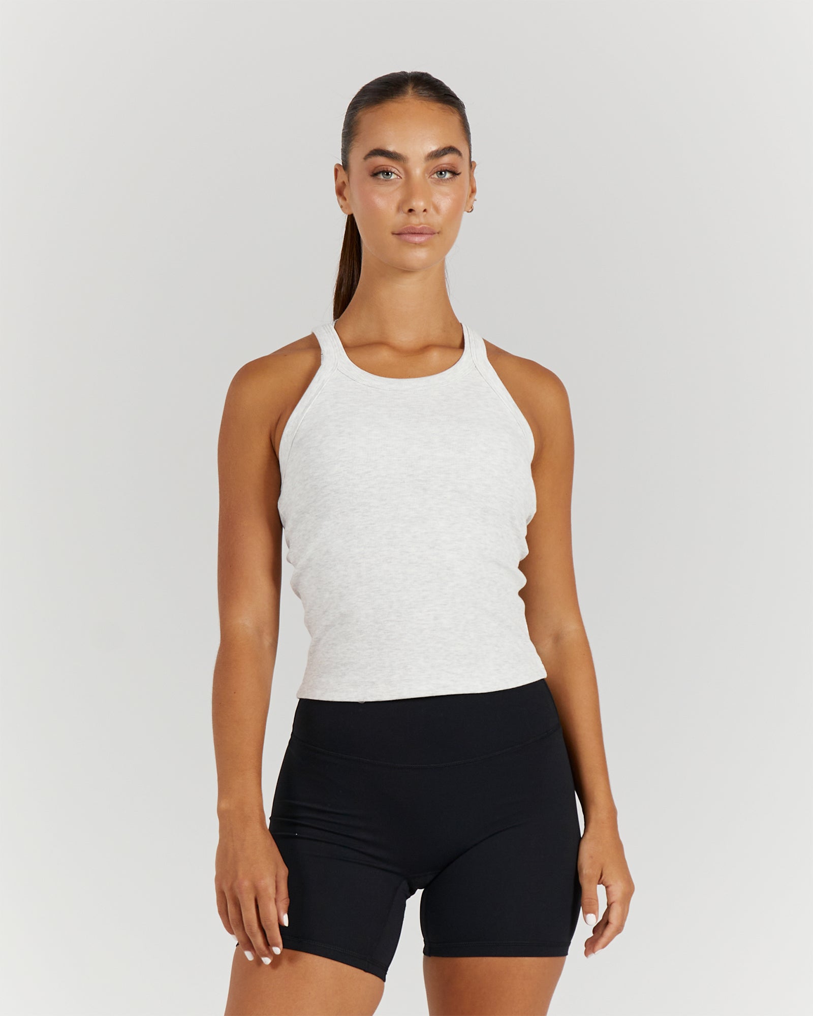 AGILITY RIBBED TANK TOP - SNOW GREY – MUSCLE REPUBLIC