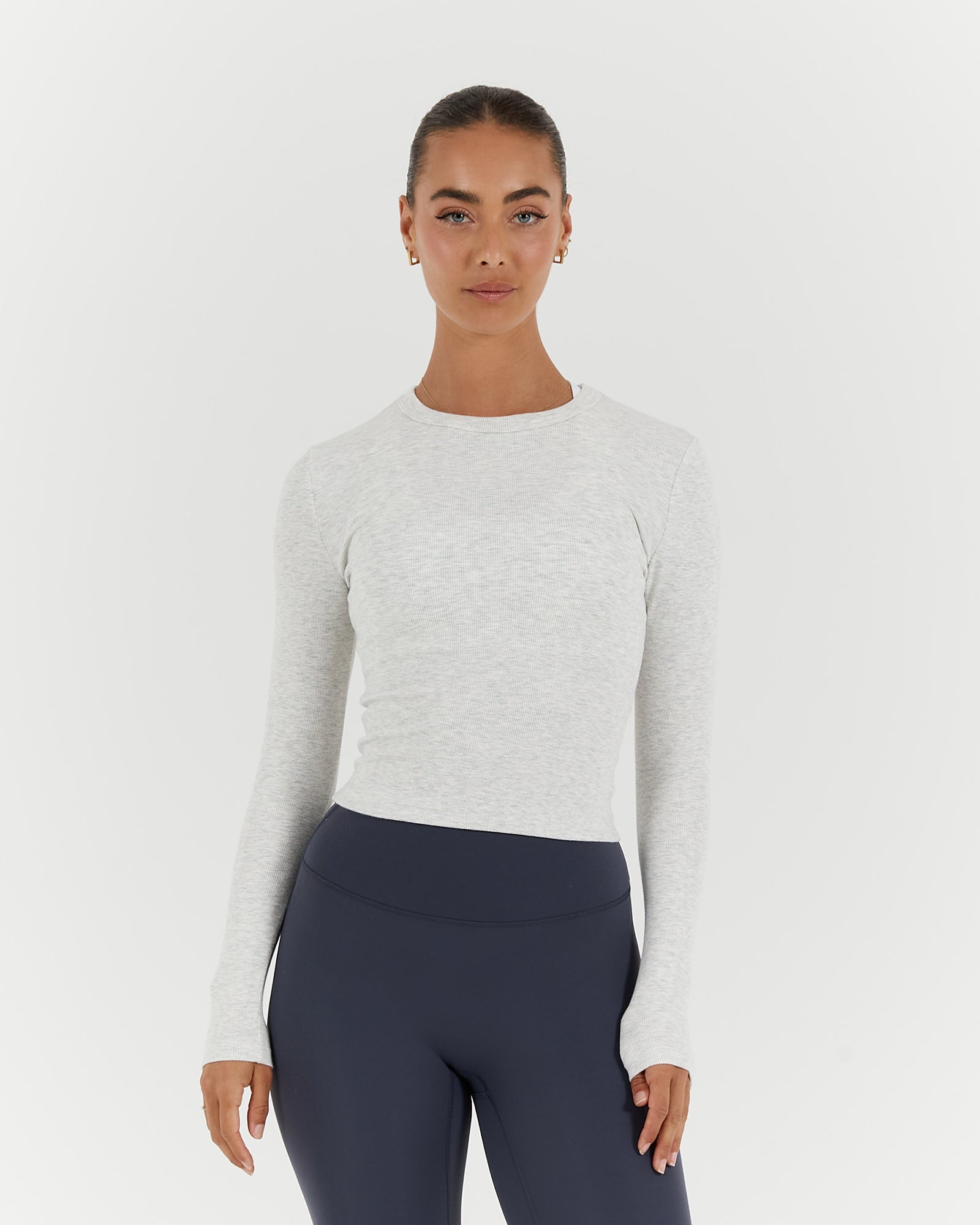 STANCE RIBBED LONG SLEEVE TOP - SNOW GREY – MUSCLE REPUBLIC