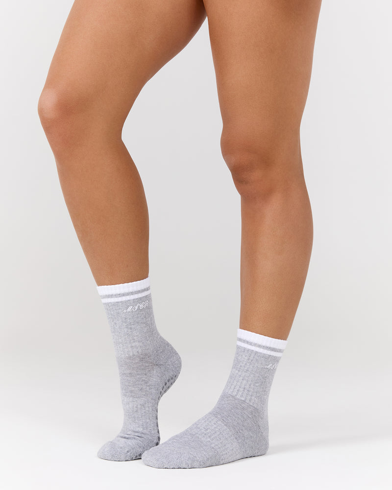 MSCR GRIP SOCKS - GREY MARLE WHITE – MUSCLE REPUBLIC