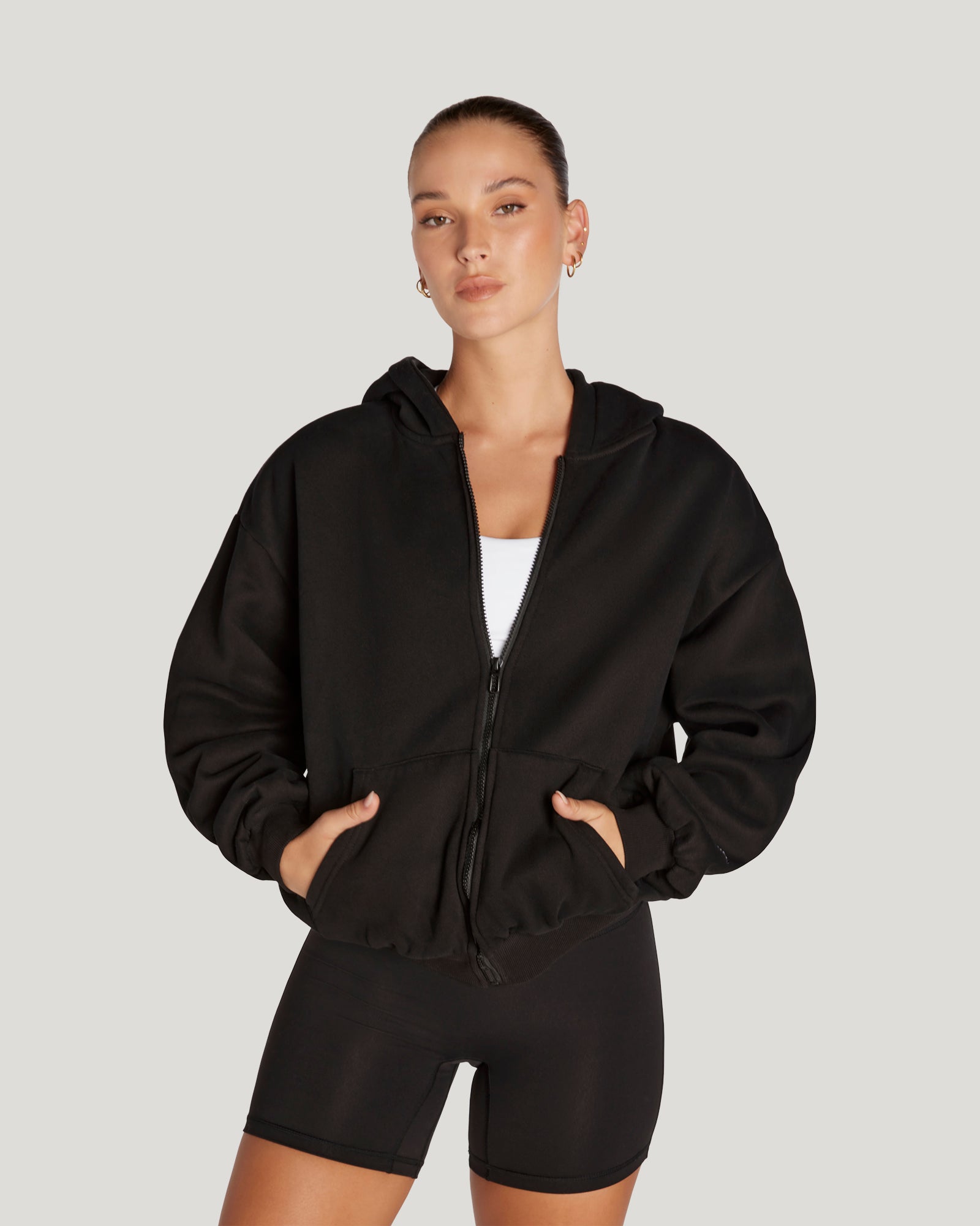 OVERSIZED ZIP UP HOODIE - BLACK – MUSCLE REPUBLIC