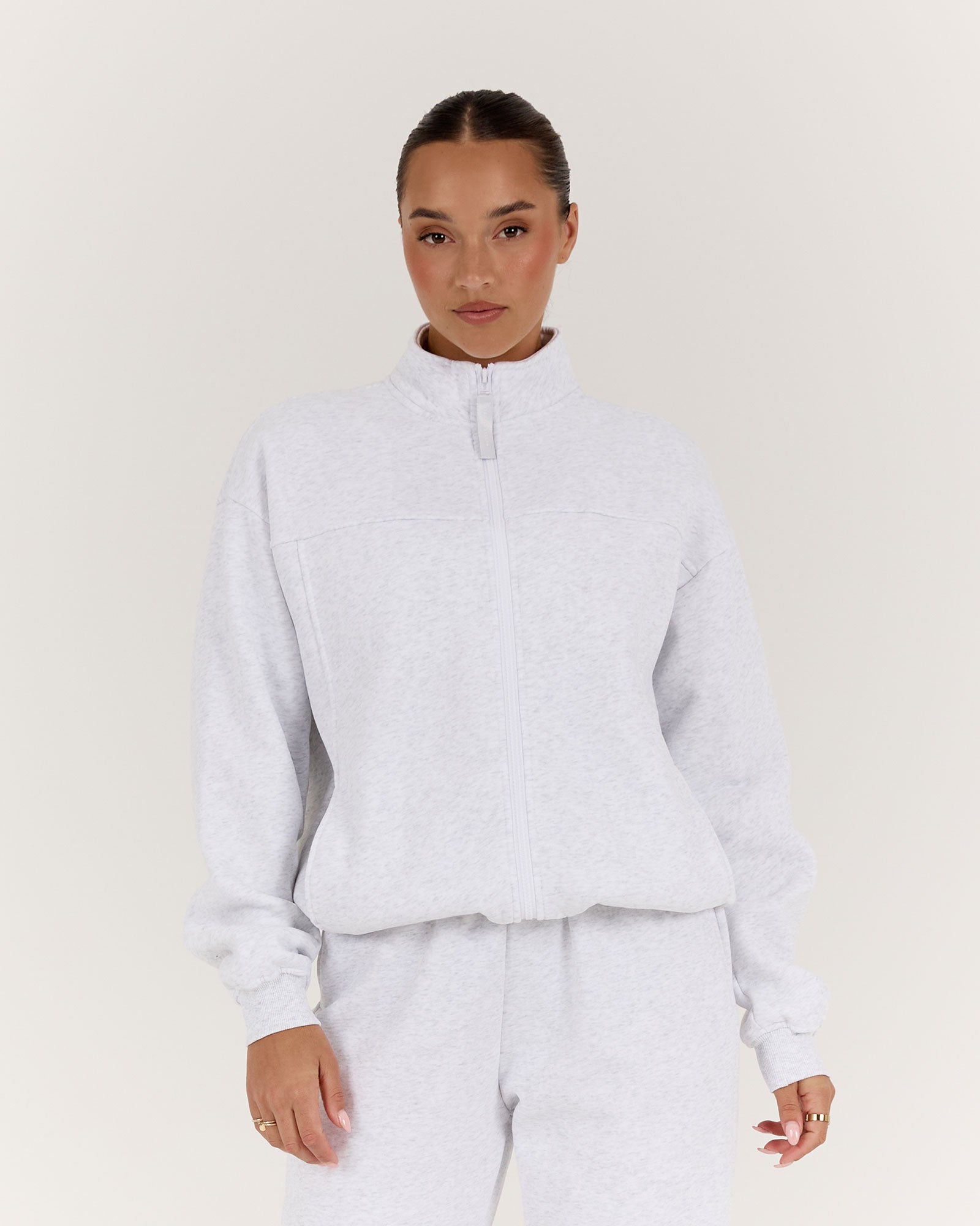 ZIP UP FUNNEL JUMPER - SNOW GREY – MUSCLE REPUBLIC