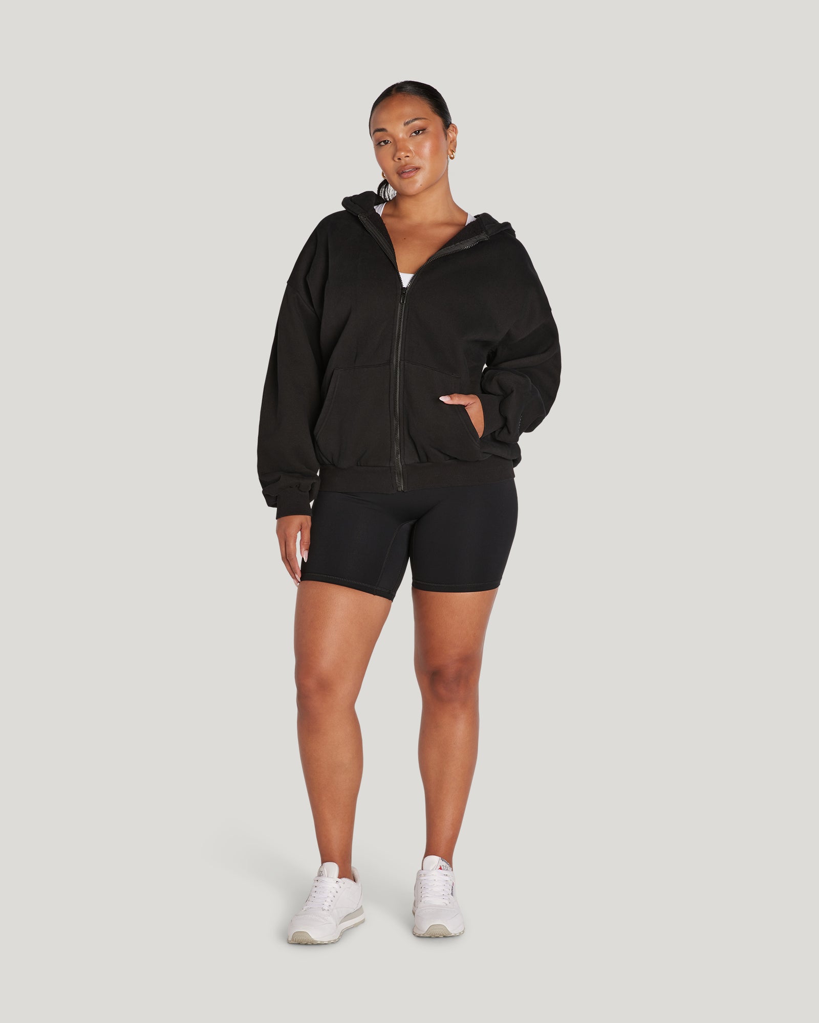OVERSIZED ZIP UP HOODIE - BLACK – MUSCLE REPUBLIC
