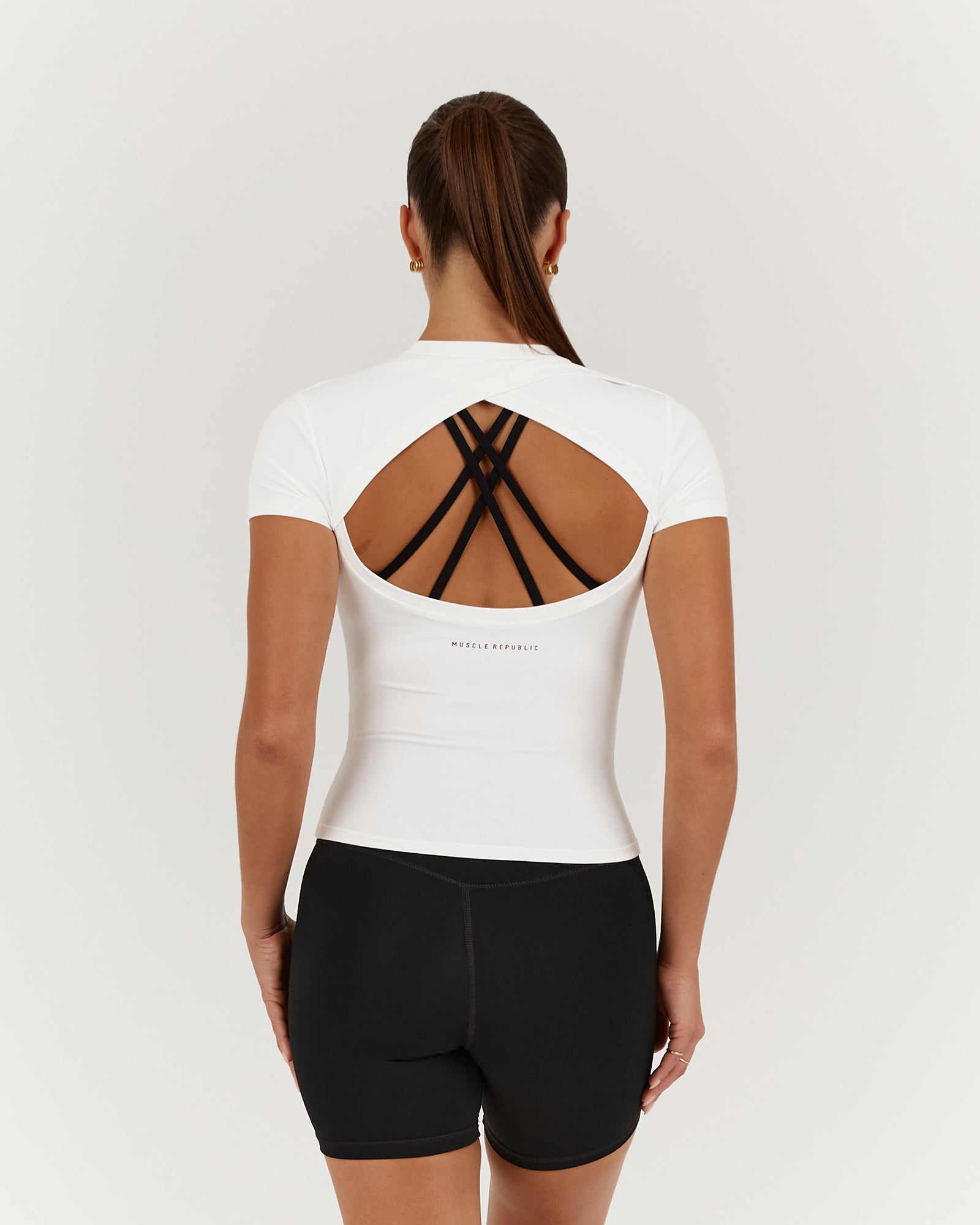 PERRY SHORT SLEEVE TOP - WHITE – MUSCLE REPUBLIC