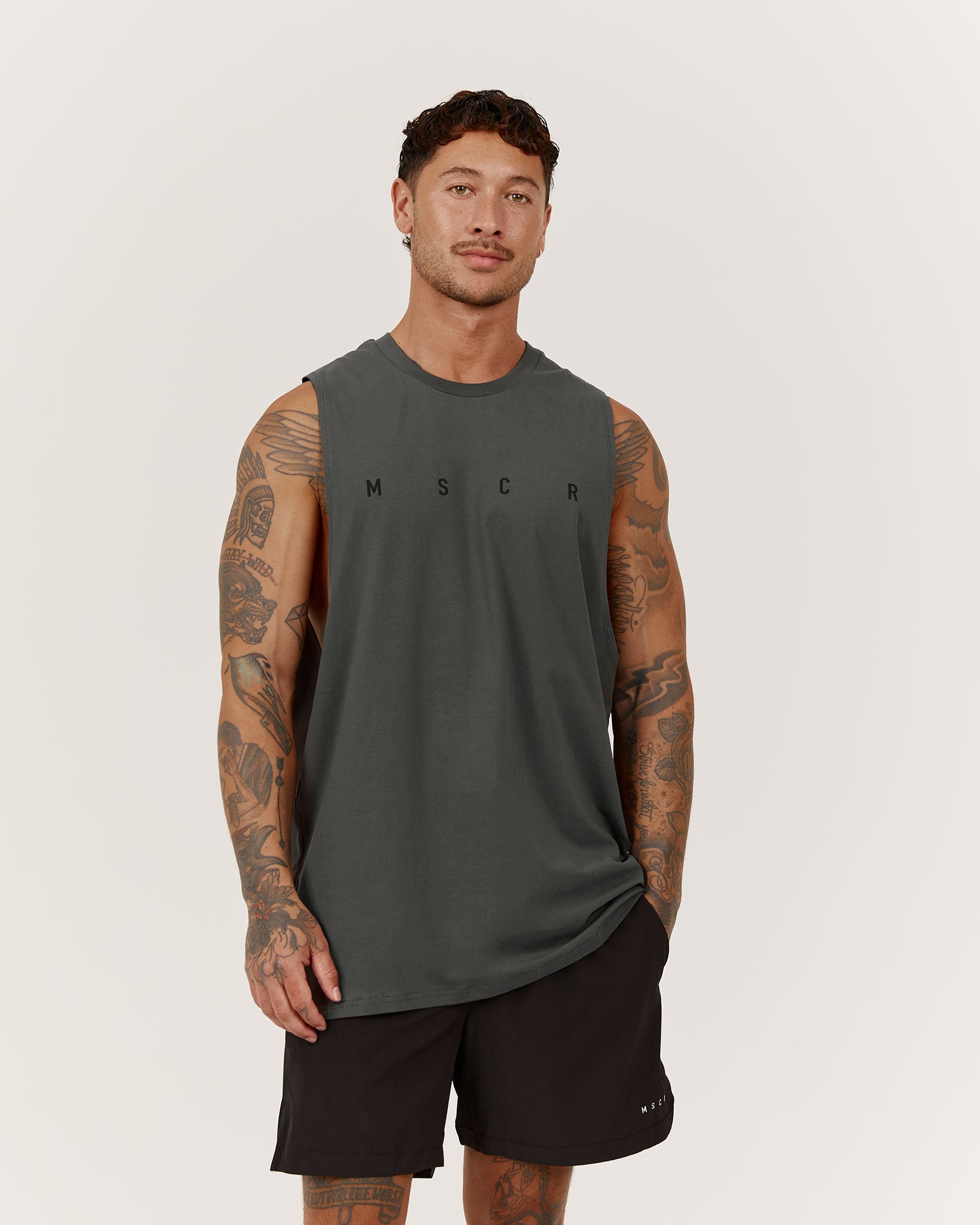ROCKY MUSCLE TANK - CHAR – MUSCLE REPUBLIC