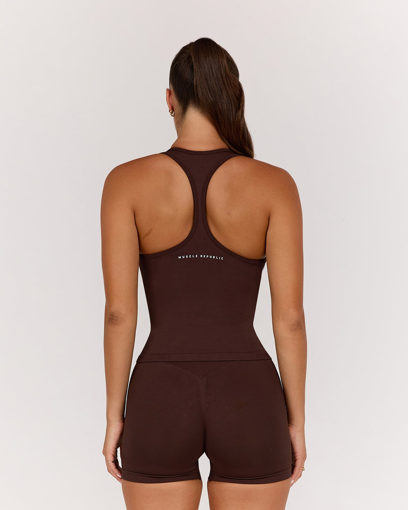 SEAMLESS RACER BACK TOP - CHESTNUT – MUSCLE REPUBLIC