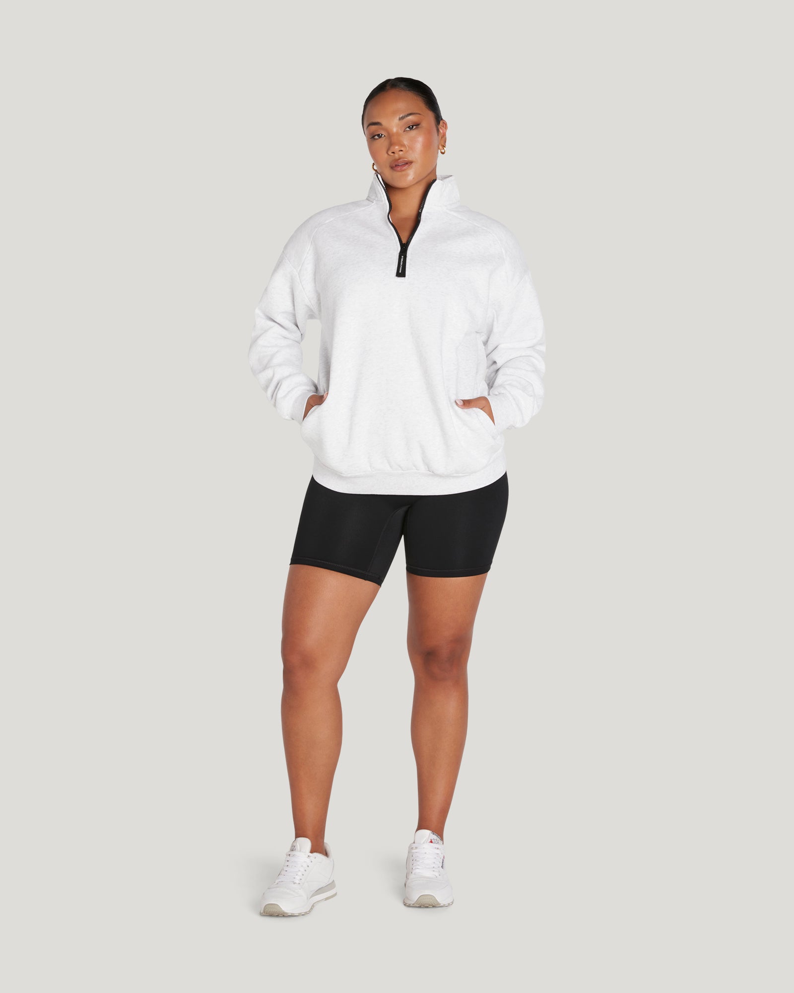 SPORTS 1/4 ZIP JUMPER - SNOW GREY – MUSCLE REPUBLIC