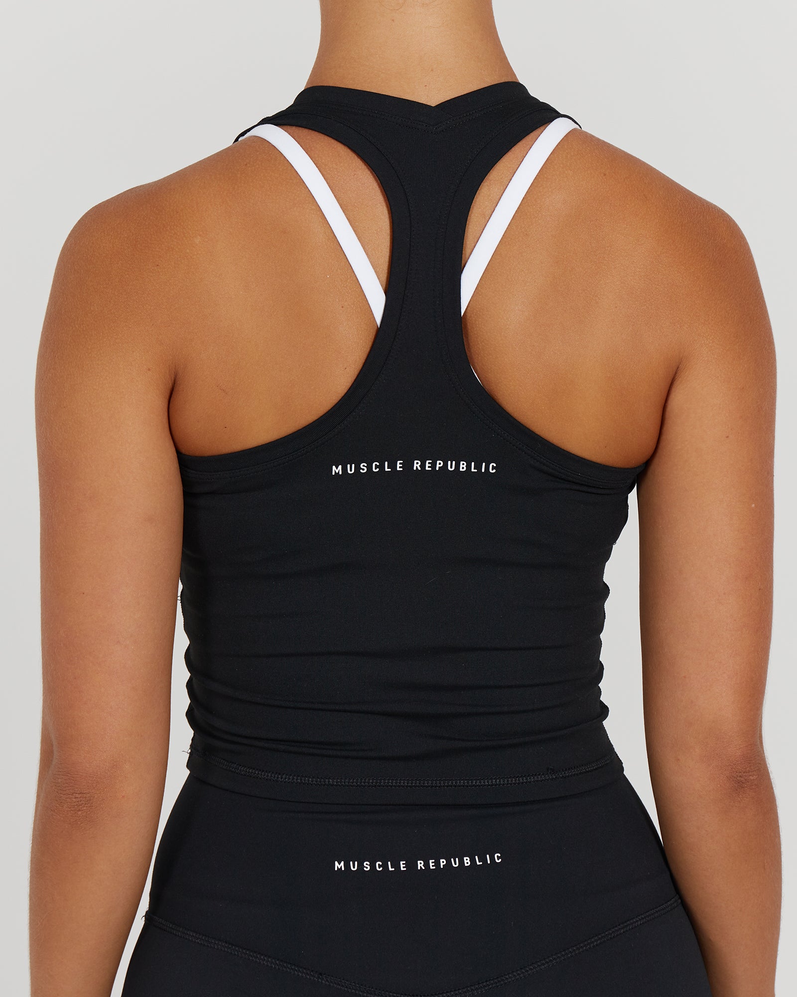 LUXE MIDRIFF TANK - BLACK – MUSCLE REPUBLIC